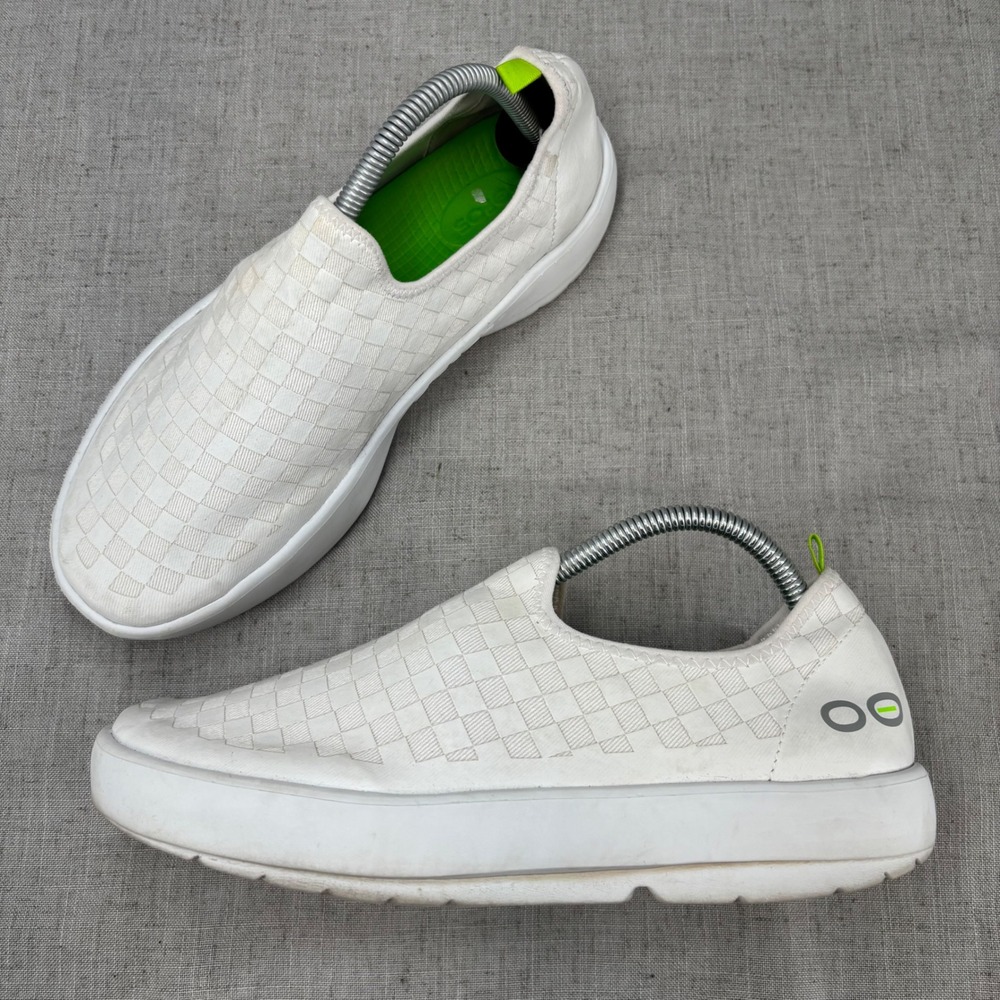 OOFOS OOmg Eezee Low Shoes White Checker Canvas Recov… - Gem
